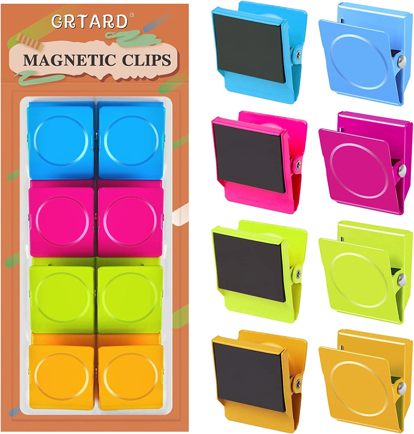 8 Pack Colorful Magnetic Clips, Strong Fridge Magnets Clips Heavy Duty ...