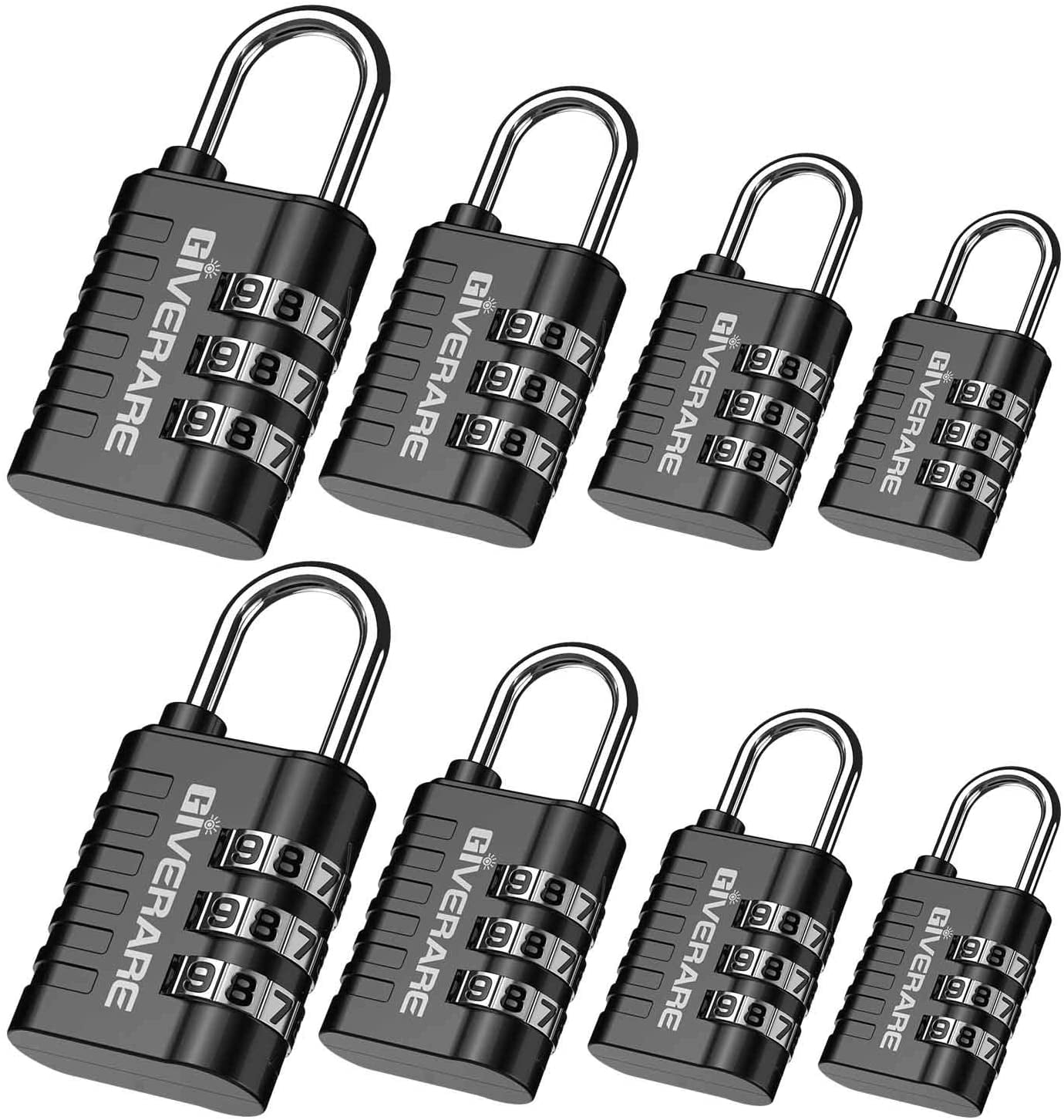 8 Pack Combination Lock, 3-Digit Padlock Keyless, table Luggage Locks ...