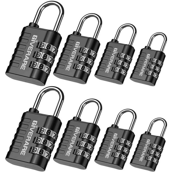 8 Pack Combination Lock, 3-Digit Padlock Keyless, table Luggage Locks ...