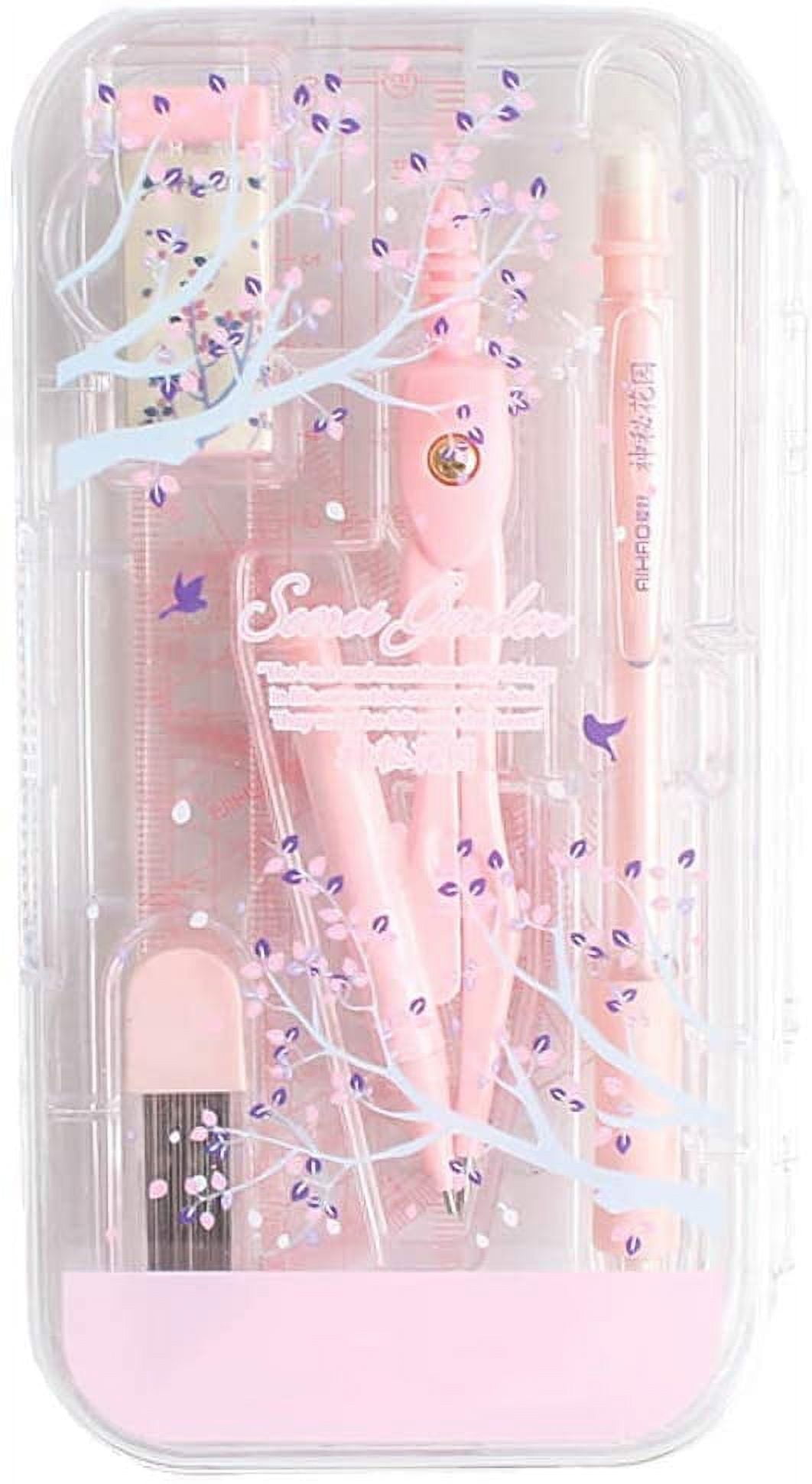 8 Pack Compass Set With Protractor Rulers Pencil For Math Geometry ...