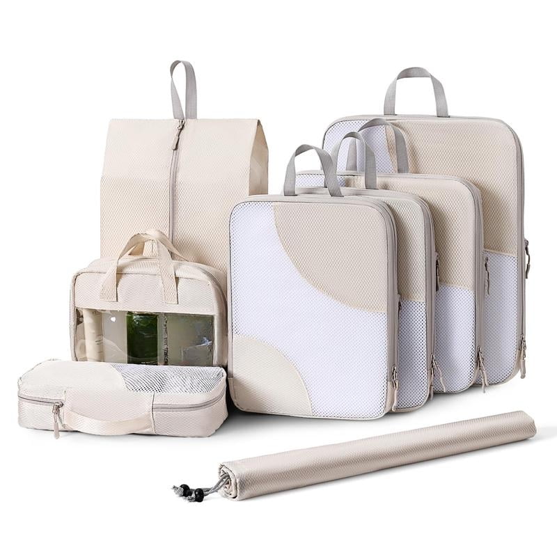 8 Pack Compression Packing Cubes Set – Double Zipper Storage Bags with ...