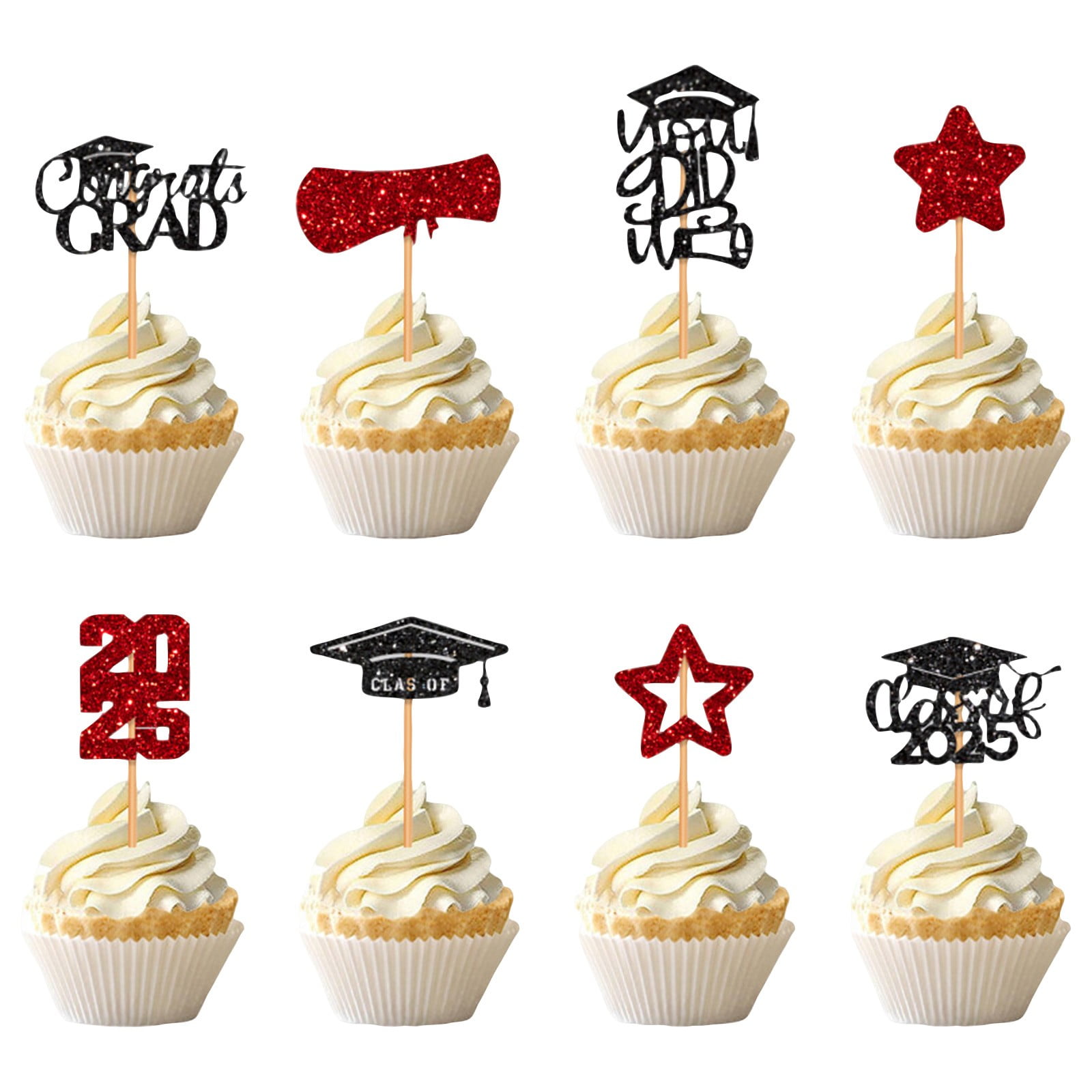 8 Pack Congrats Class of 2025 Cake Toppers Graduation Girl Cake Picks ...