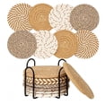 8 Pack Cotton Woven Coasters with Holder – Heat Resistant Insulating ...