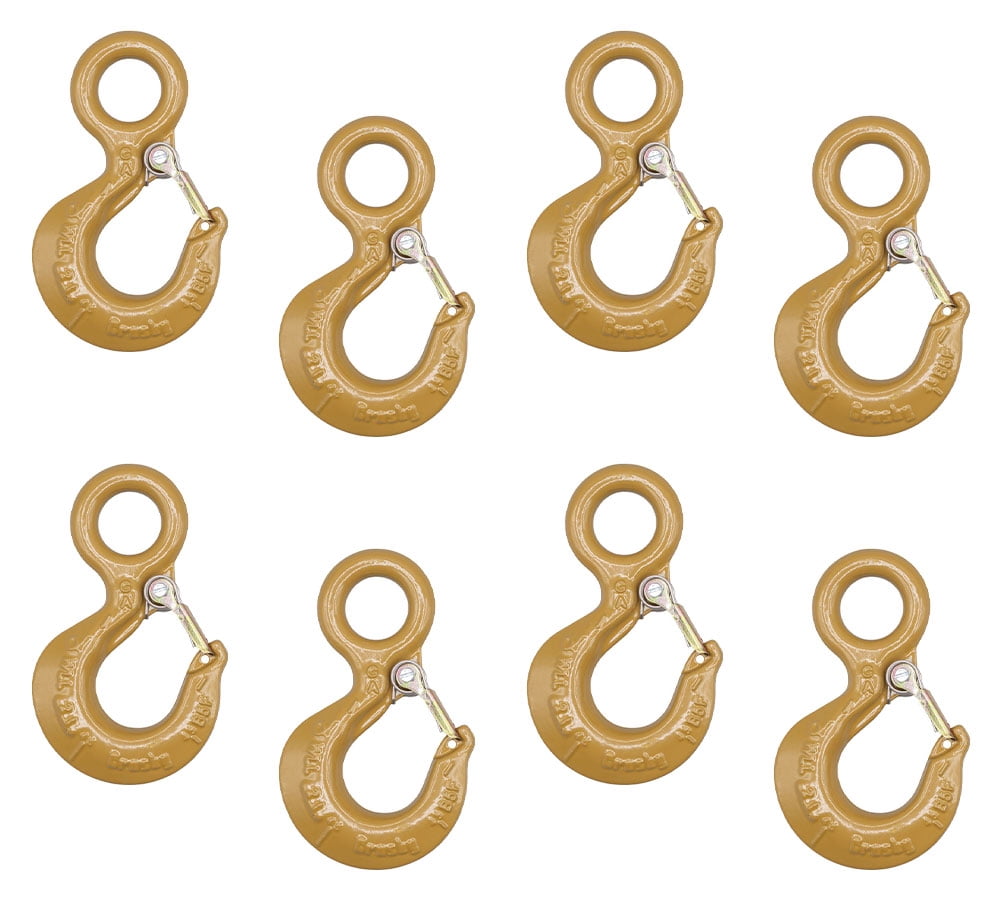 8 Pack Crosby 5 Ton Eye Hook with Safety Latch – 10,000 lbs WLL, Alloy ...
