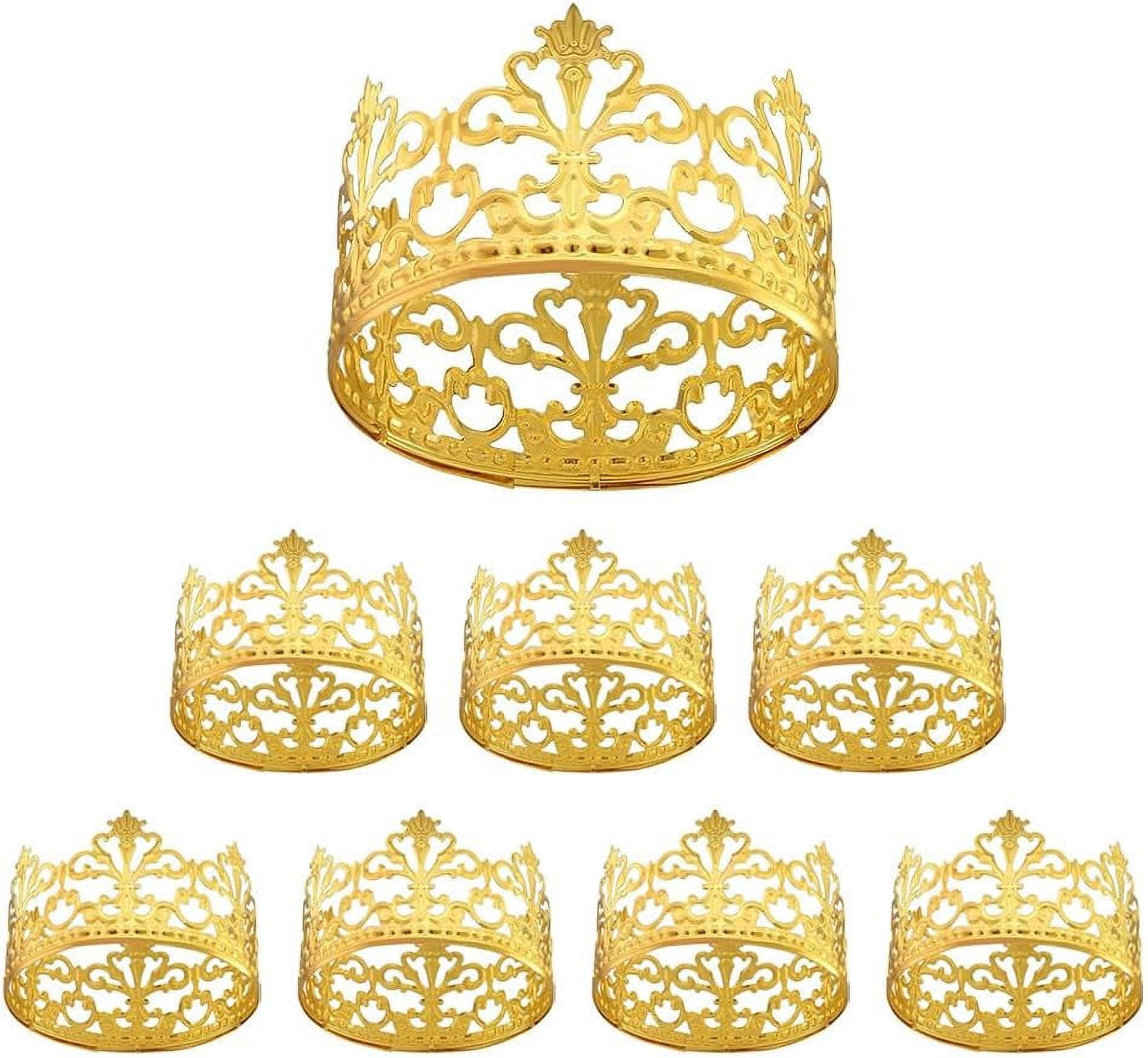8 Pack Crown Cake Topper Gold Rhinestone Tiara Crown Cake Topper ...