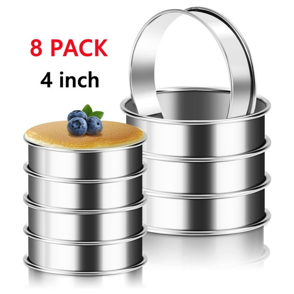 8 Pack Crumpet Rings, 4 Inches Nonstick English Muffin Rings, Stainless ...