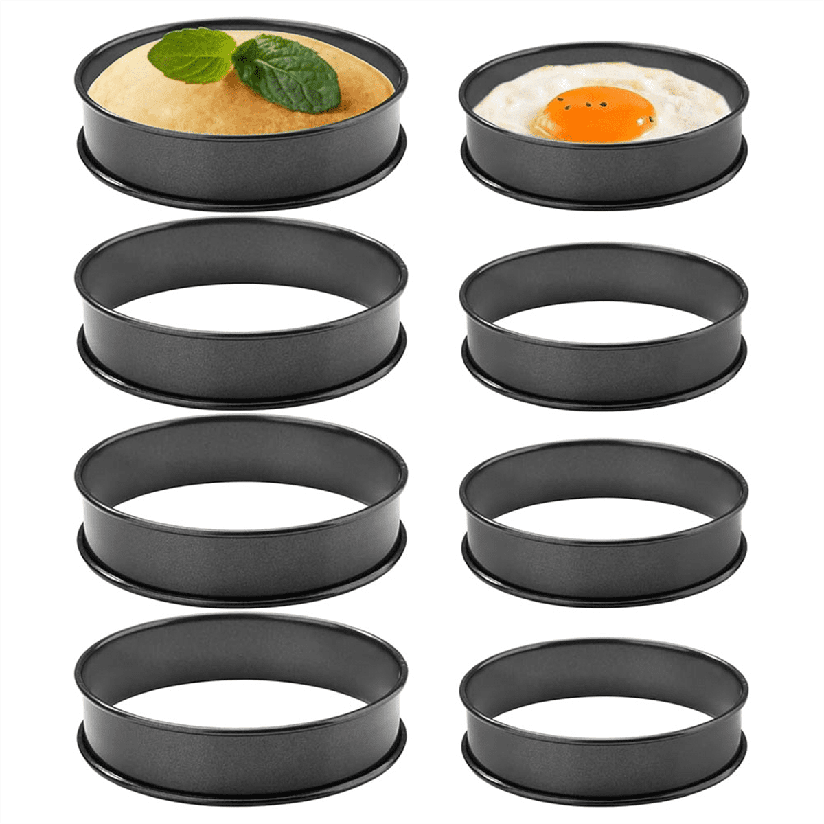 8 Pack Crumpet Rings NONSTICK English Muffin - Stainless Steel Double ...