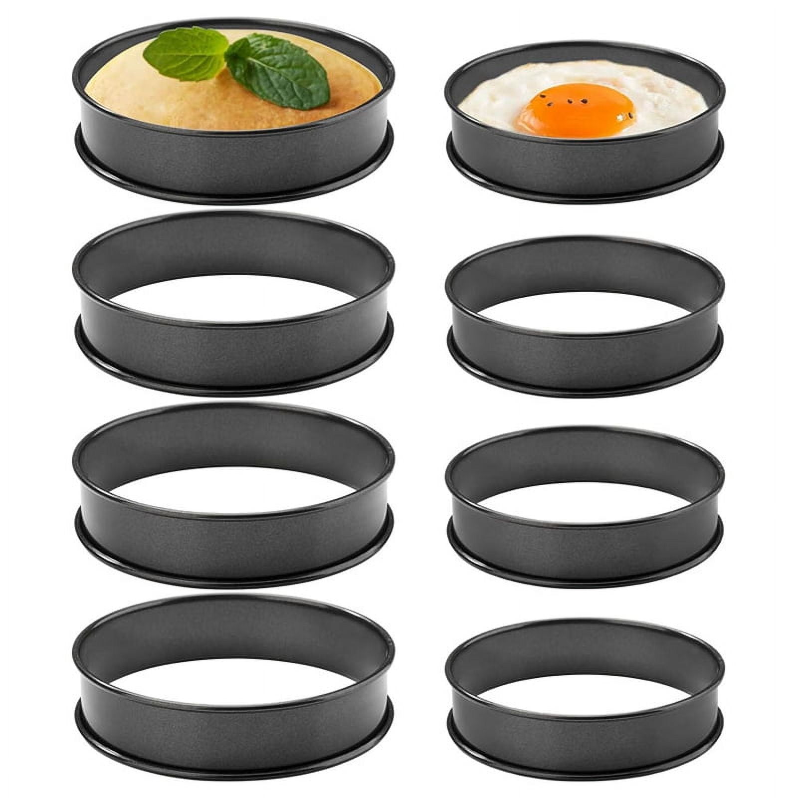 8 Pack Crumpet Rings NONSTICK English Muffin - Stainless Steel Double ...