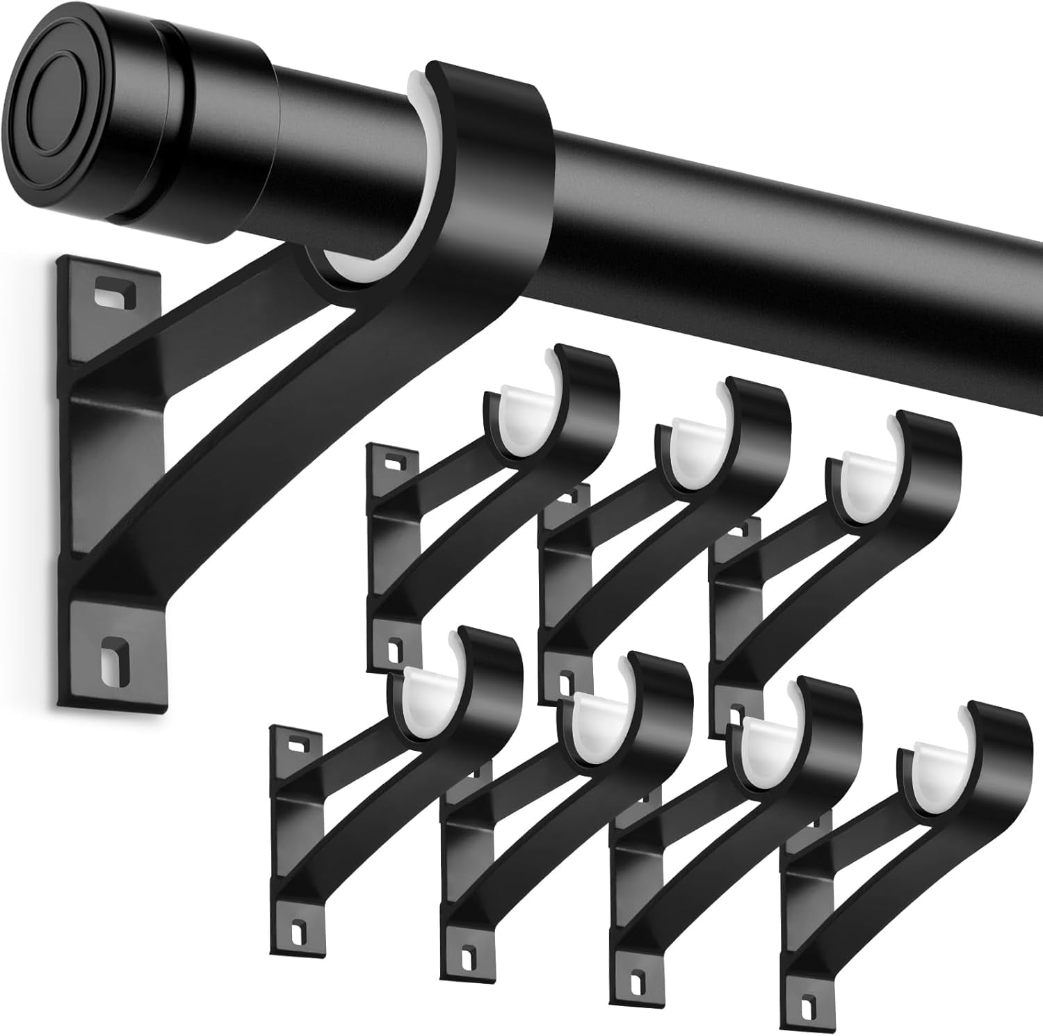 8 Pack Curtain Rod Bracket, 1 Inch Heavy Duty Holder Black Drapery ...