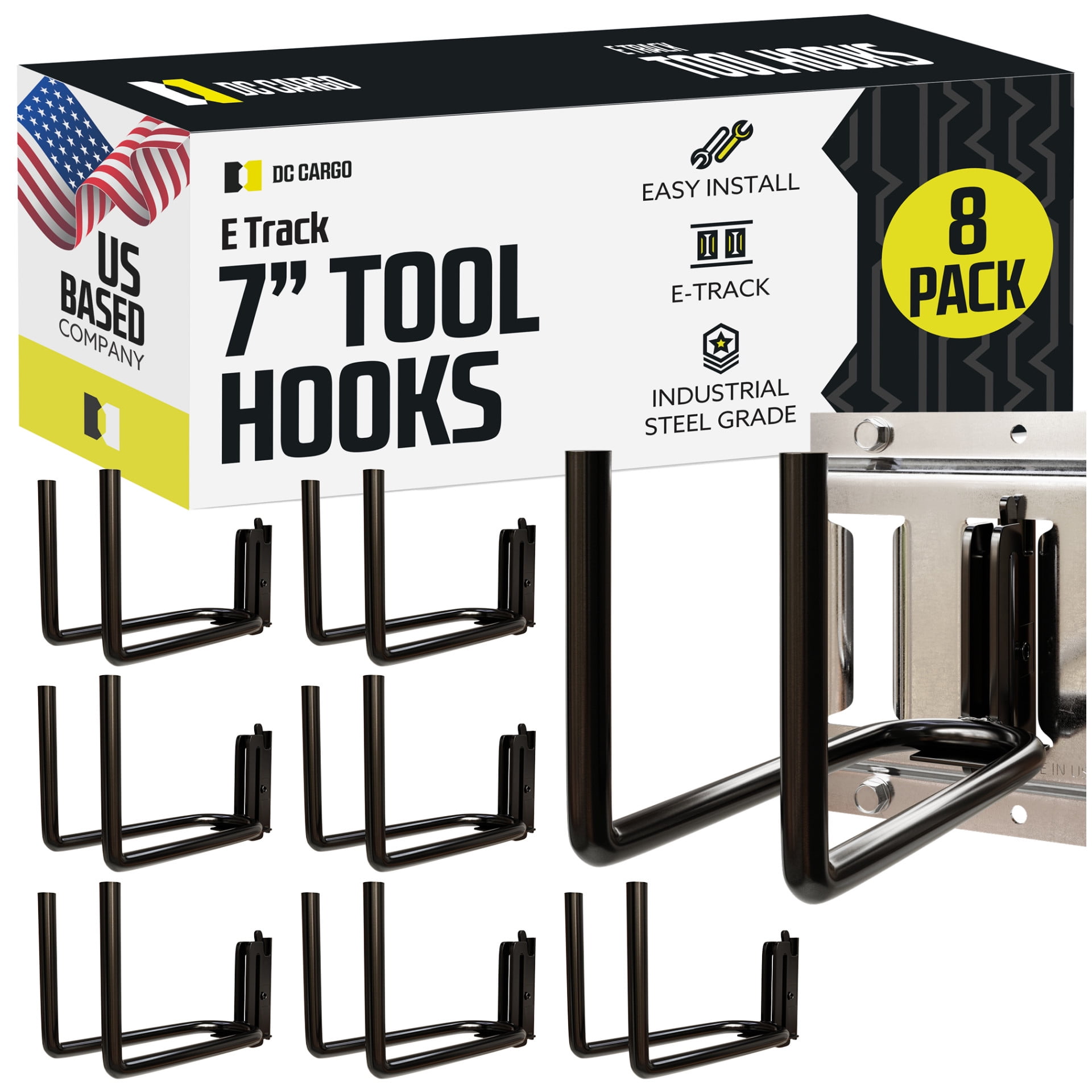 "8-Pack DC Cargo Mall E-Track Heavy Duty Shovel/Tool Hanger | Hook for ...