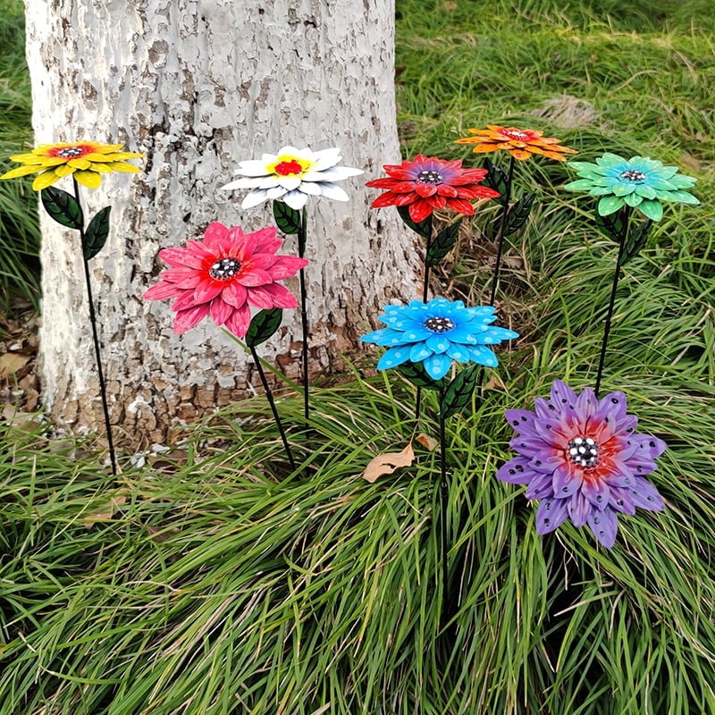 8 Pack Daylily Flower Metal Garden Stakes,Outdoor Decor Stake Yard Art ...