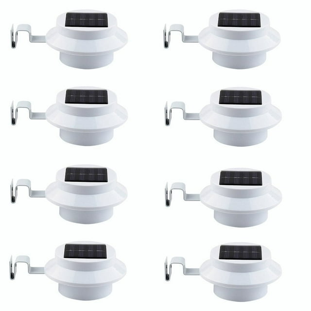 8 Pack Deal Outdoor Solar Gutter LED Lights - White Sun Power Smart ...