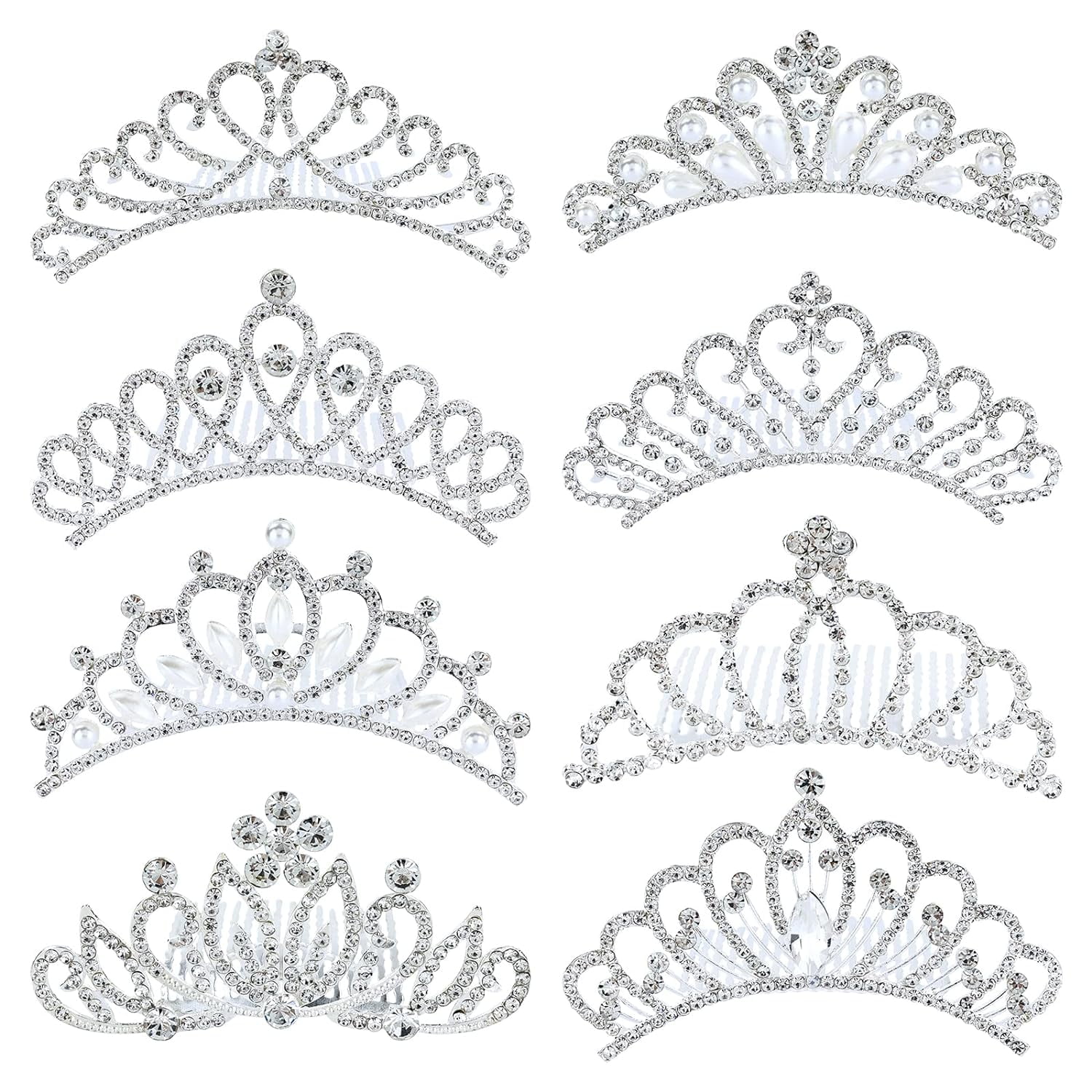 8 Pack Decorative Silver Metal Princess Birthday Party Prom Wedding ...