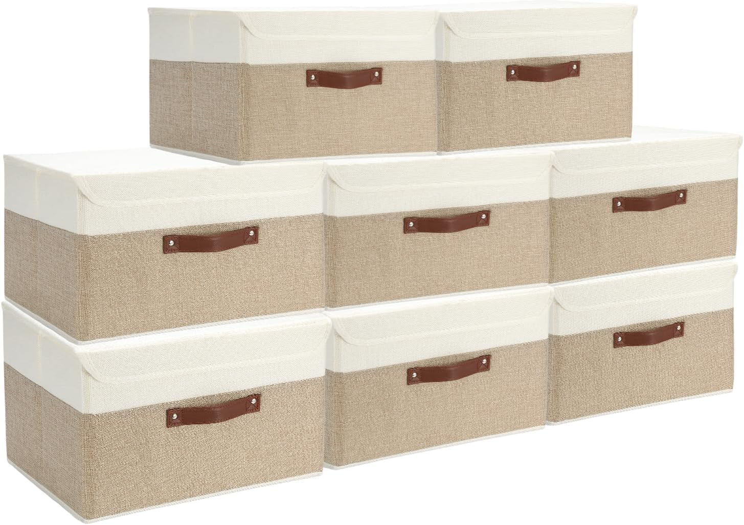 8 Pack Decorative Storage Bins Containers Fabric Bins with Lids Storage ...