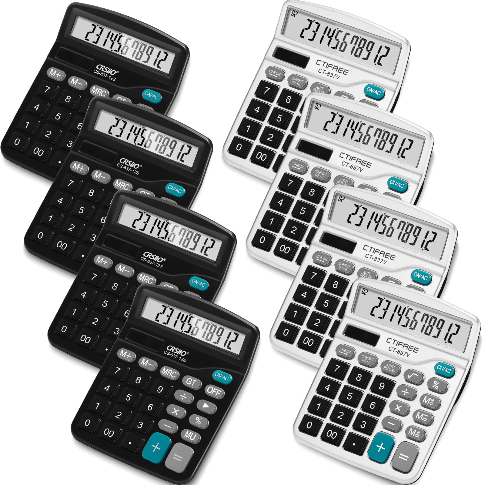 8 Pack Desk Calculators with Big Buttons and Large Display Dual Power ...