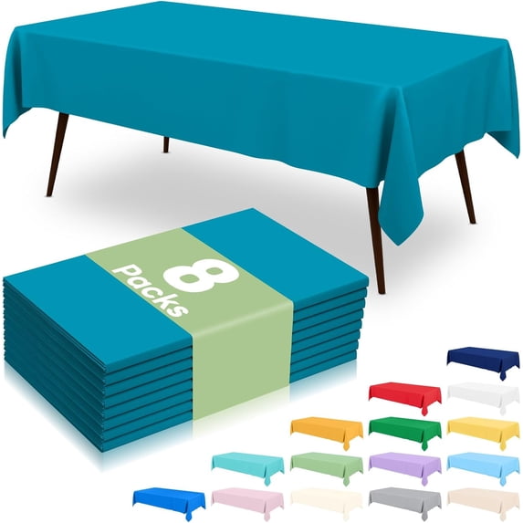 8 Pack Disposable Plastic Tablecloths, 54 x 108 Inch Waterproof ...