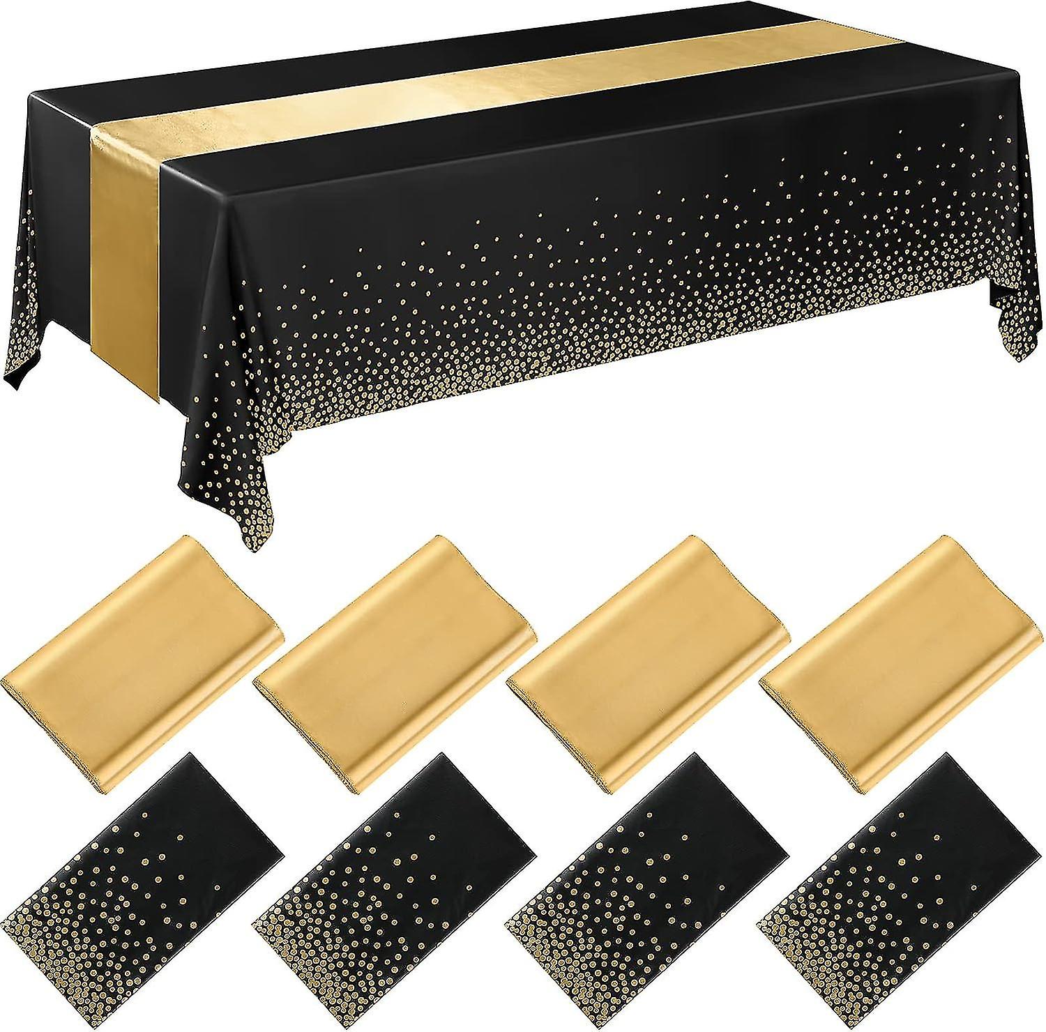 8 Pack Disposable Plastic Tablecloths And Satin Table Runnertablecloth ...