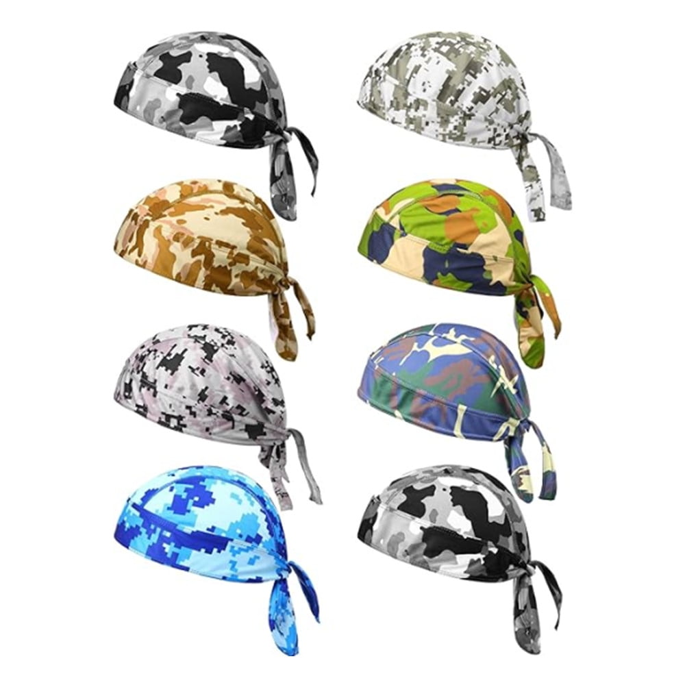 8 Pack Do Rag Skull Caps for Men Sweat Wicking Doo Rags Cooling Helmet ...