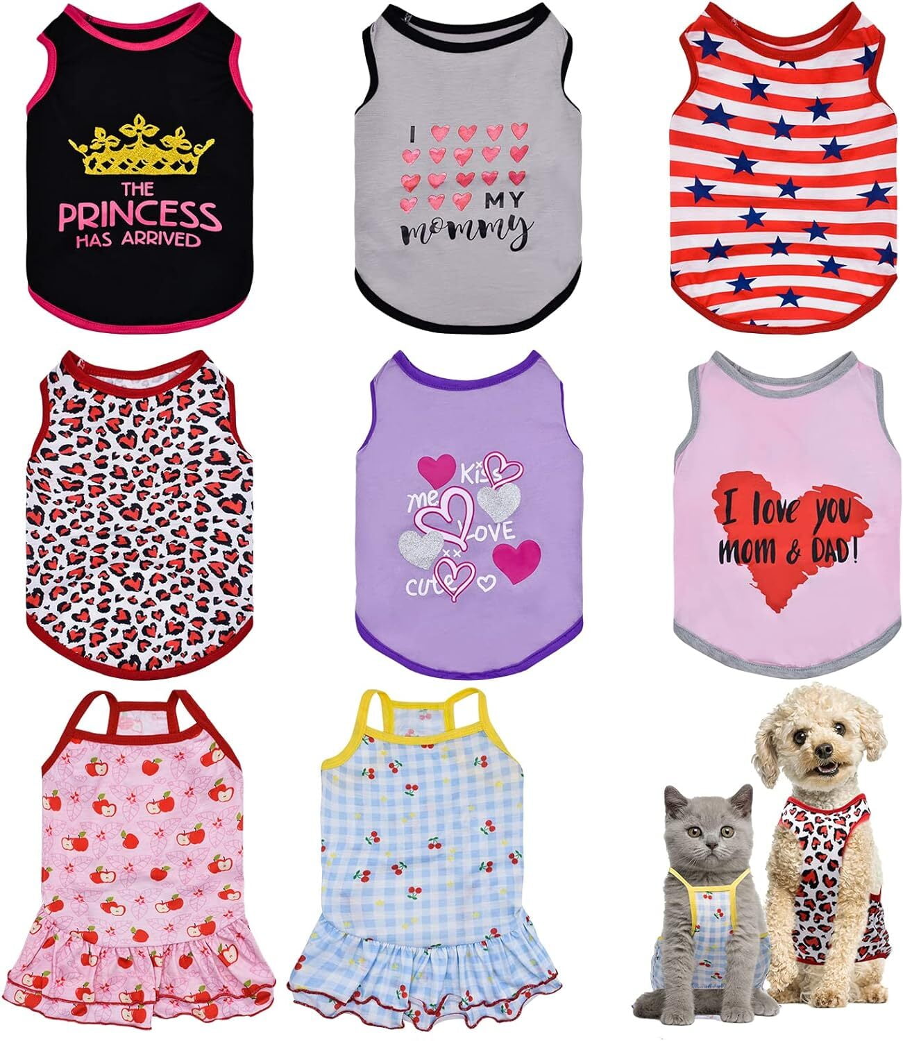 8 Pack Dog Clothes for Small Dogs Boy and Girl, Soft and Breathable ...