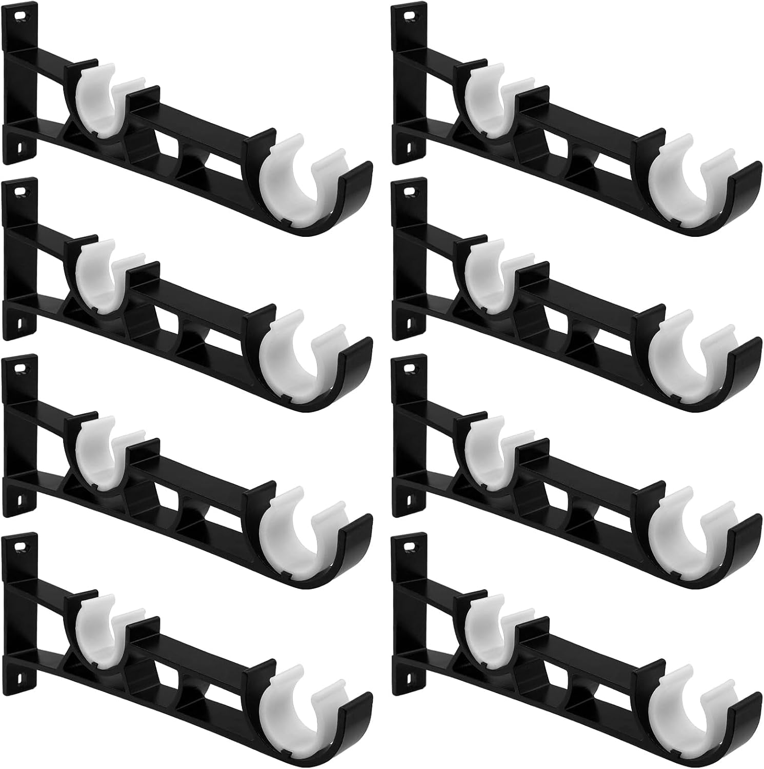8 Pack Double Curtain Rod Bracket, Heavy Duty Curtain Rod Holders Hooks ...