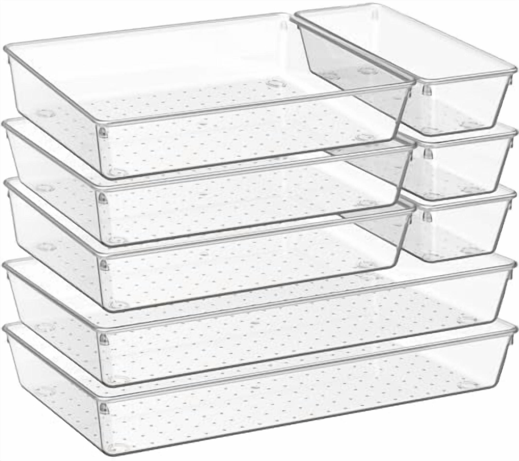 8 Pack Drawer Organizer for Kitchen Gadgets, Large Clear Plastic Drawer ...