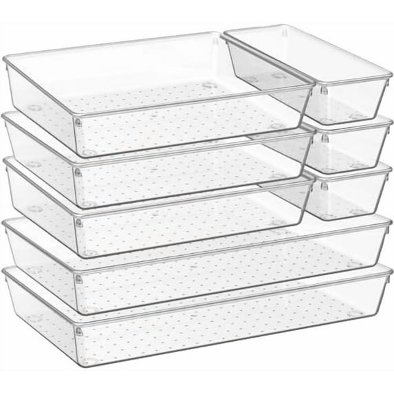 8 Pack Drawer Organizer for Kitchen Gadgets, Large Clear Plastic Drawer ...
