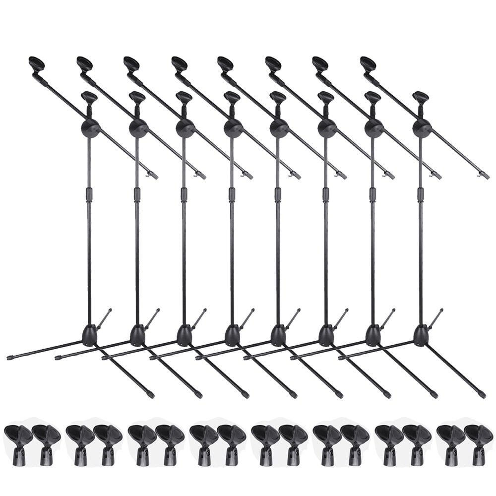 8 Pack Dual Microphone Stand Boom Arm Holder & 2 Mic Clip Stage Studio ...