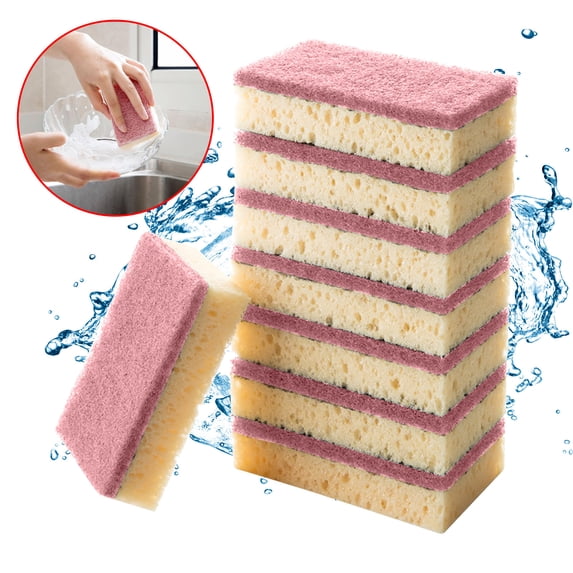 8 Pack Dual-Sided Kitchen Sponges, High-Density Scouring Sponges, Non ...