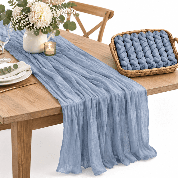 8 Pack Duty Blue Cheesecloth Table Runner 17x108 Inch Semi Sheer Boho ...