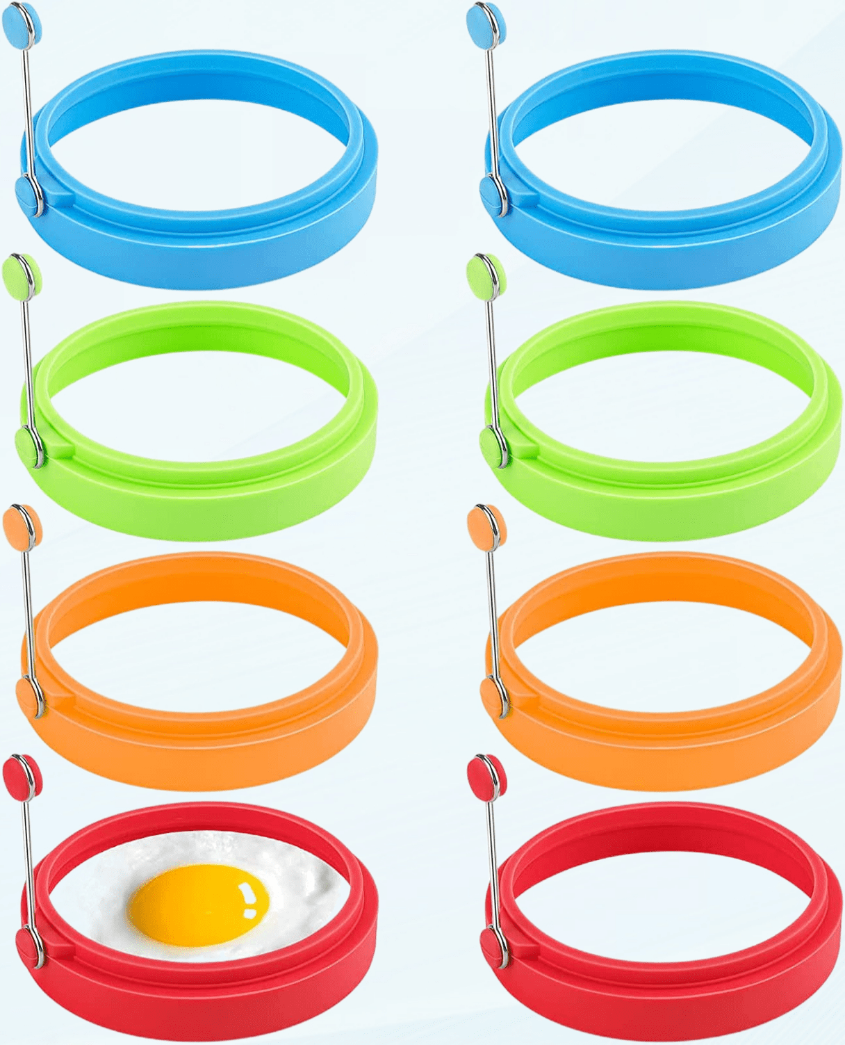 8 Pack Egg Ring, Silicone Round Egg Cooking Rings Non-Stick Frying Egg ...