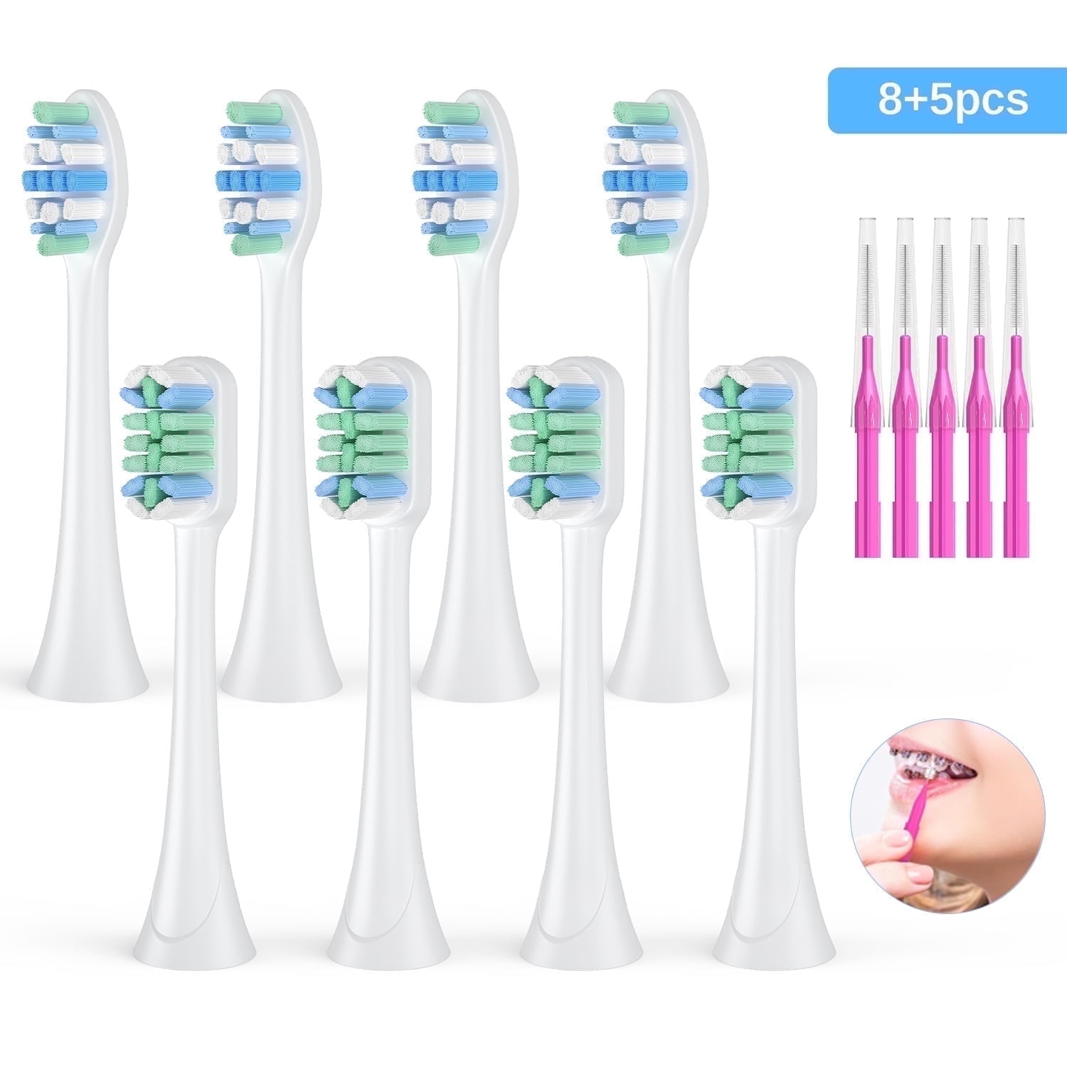 Electric Toothbrush Replacement Heads with 5 Interdental Brushes, 2 ...
