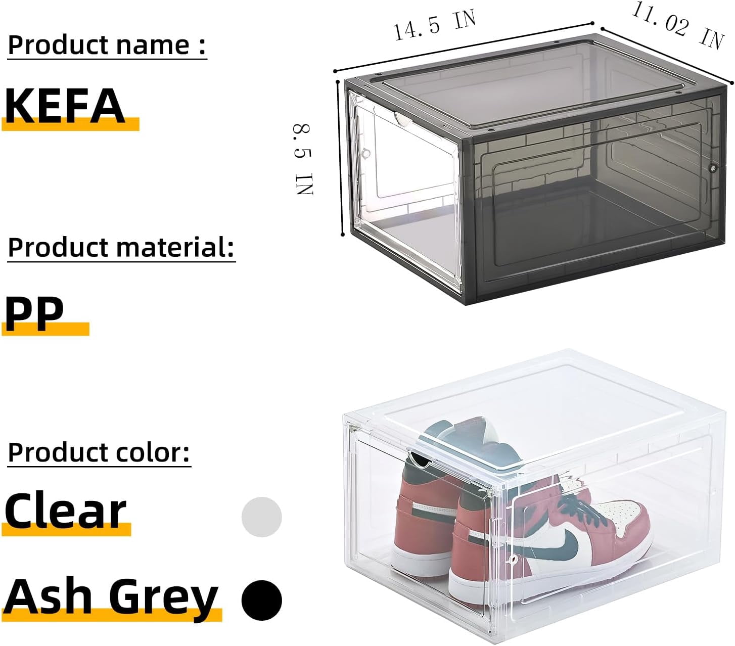 8 Pack Entryway Shoe Storage Box Fit for Size US 15, Shoe Organizer ...