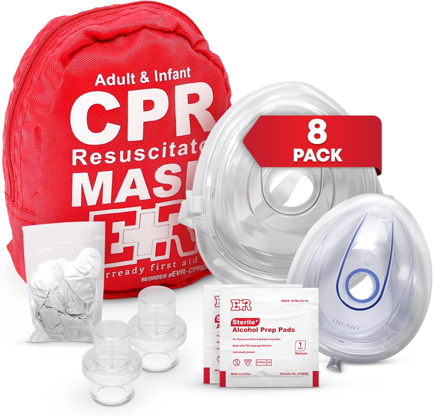 (8 Pack) Ever Ready First Aid Adult & Infant CPR Mask Emergency Medical ...