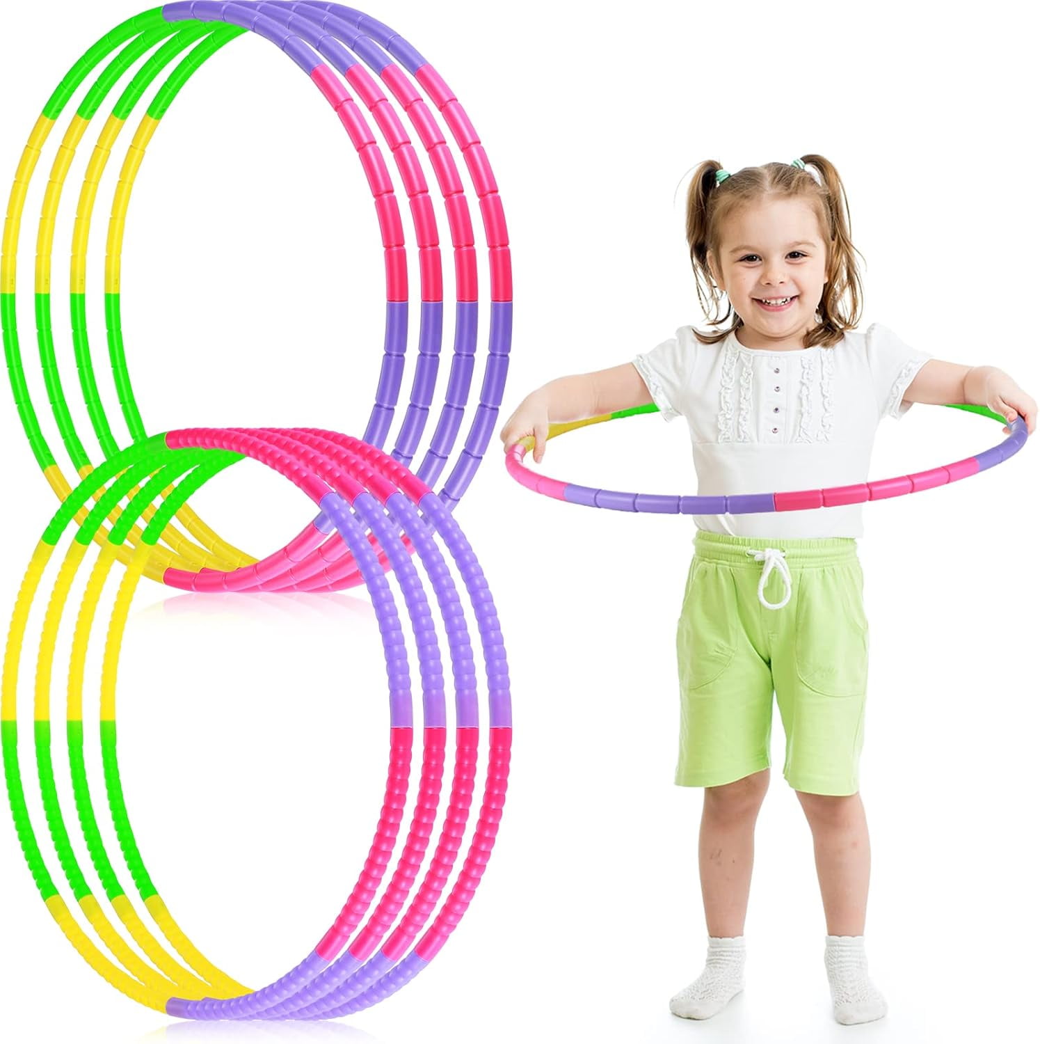 8 Pack Exercise Hoop for Boys Girls Adjustable Detachable Length Toy ...