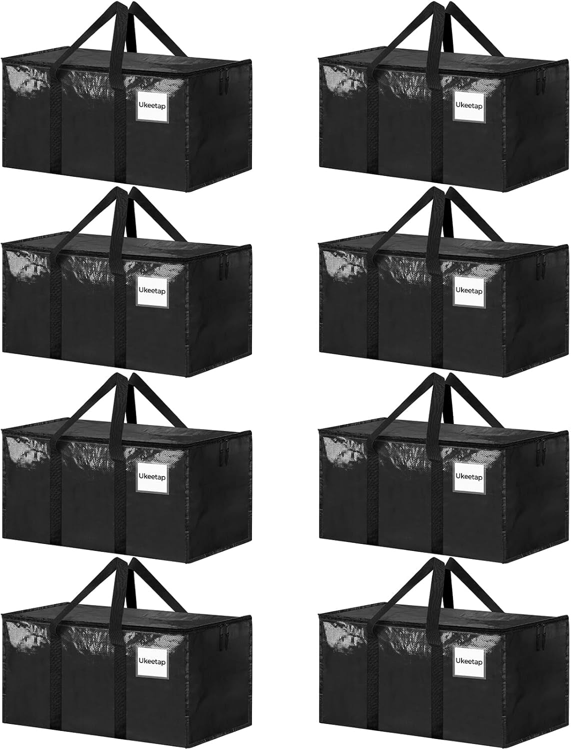8 Pack Extra Large Heavy Duty Moving Bags, Black Storage Bins with Lids ...