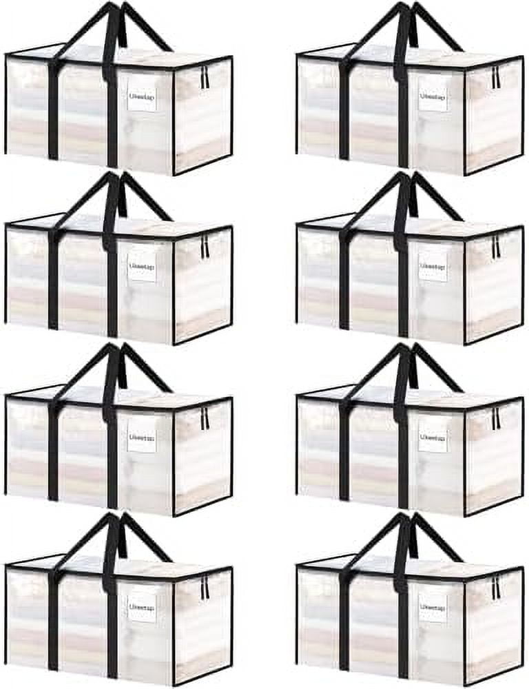 8 Pack Extra Large Heavy Duty Moving Bags, Clear Storage Bins with Lids ...