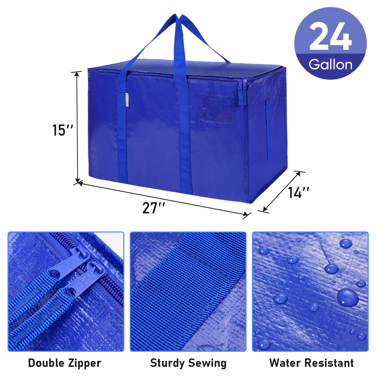 8 Pack Extra Large Moving Bags Heavy Duty With Zippers & Carrying ...