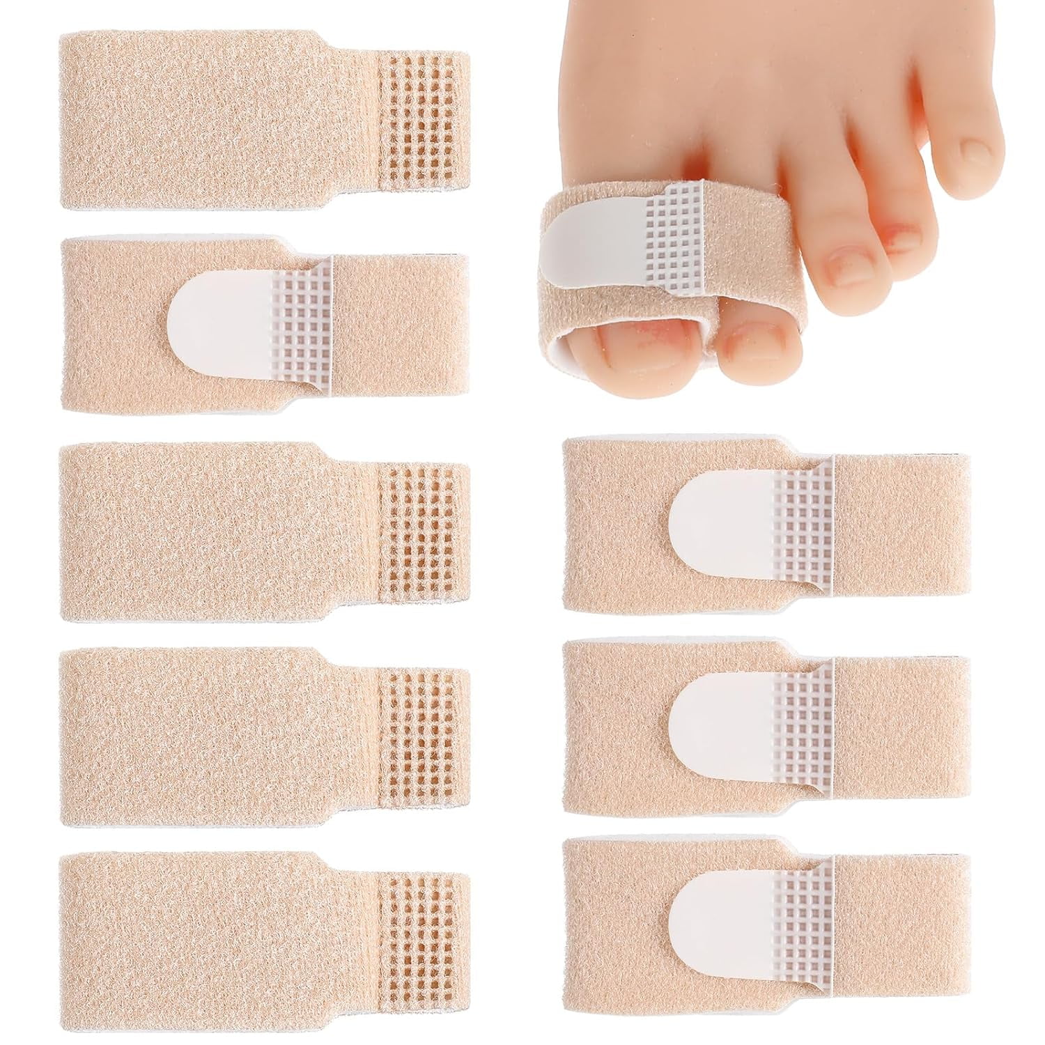 8 Pack Fabric Hammer Toe Corrector, Reusable Fabric Buddy Toe Wraps For ...