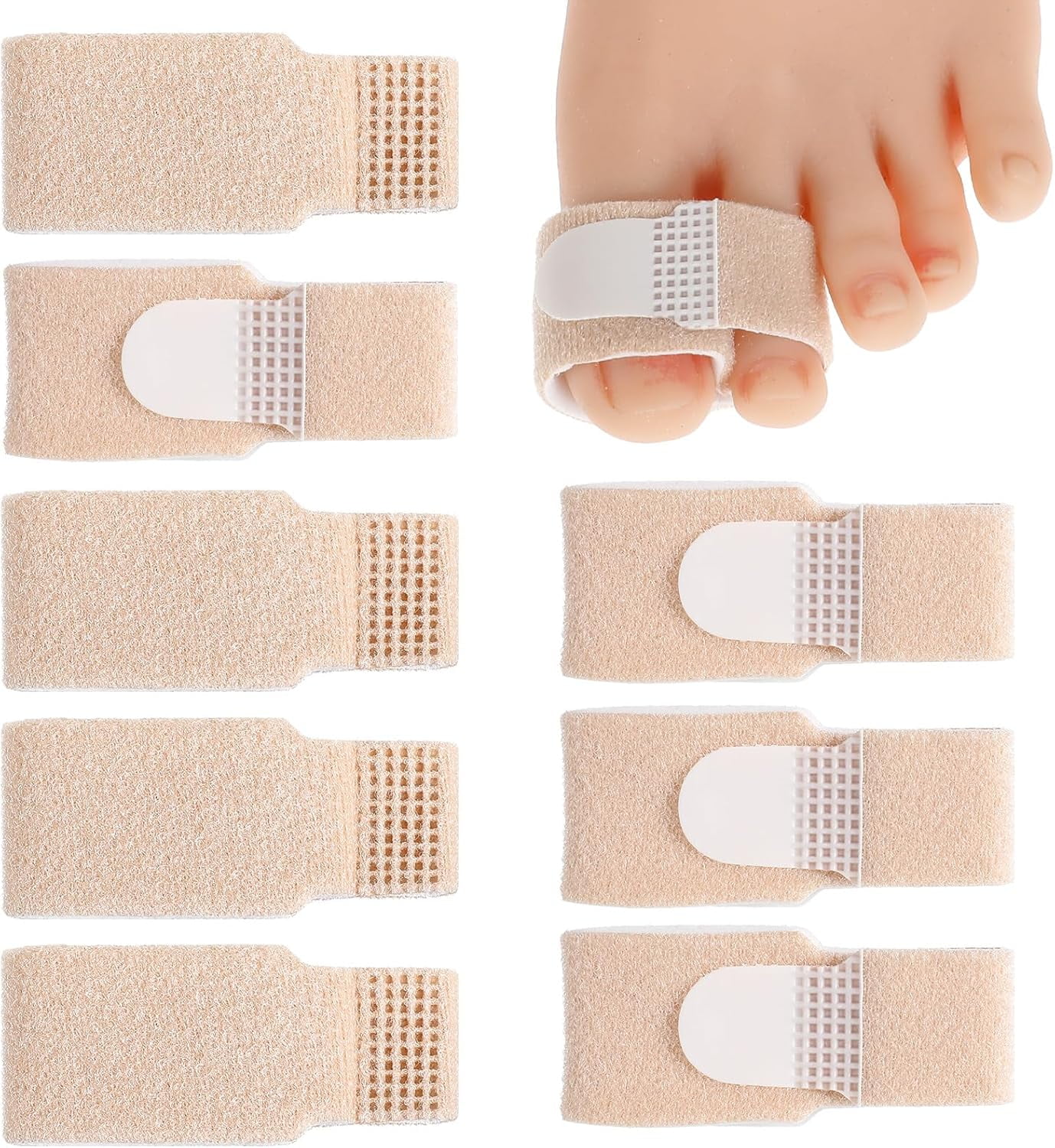 8 Pack Fabric Hammer Toe Corrector, Reusable Fabric Buddy Toe Wraps for ...