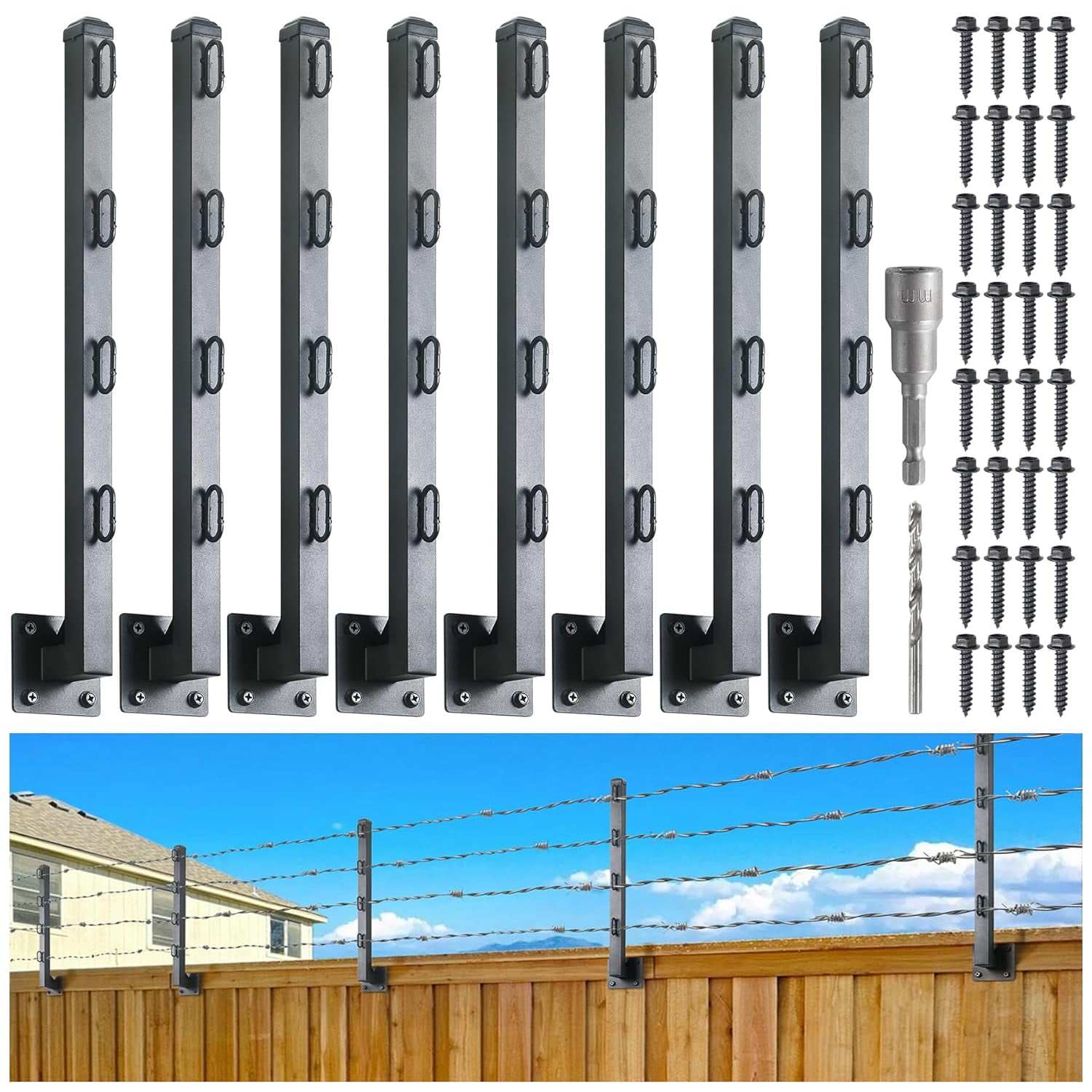 8-Pack Fence Post Extender, 23" High Fence Barbed Wire Extend Arm, Used ...