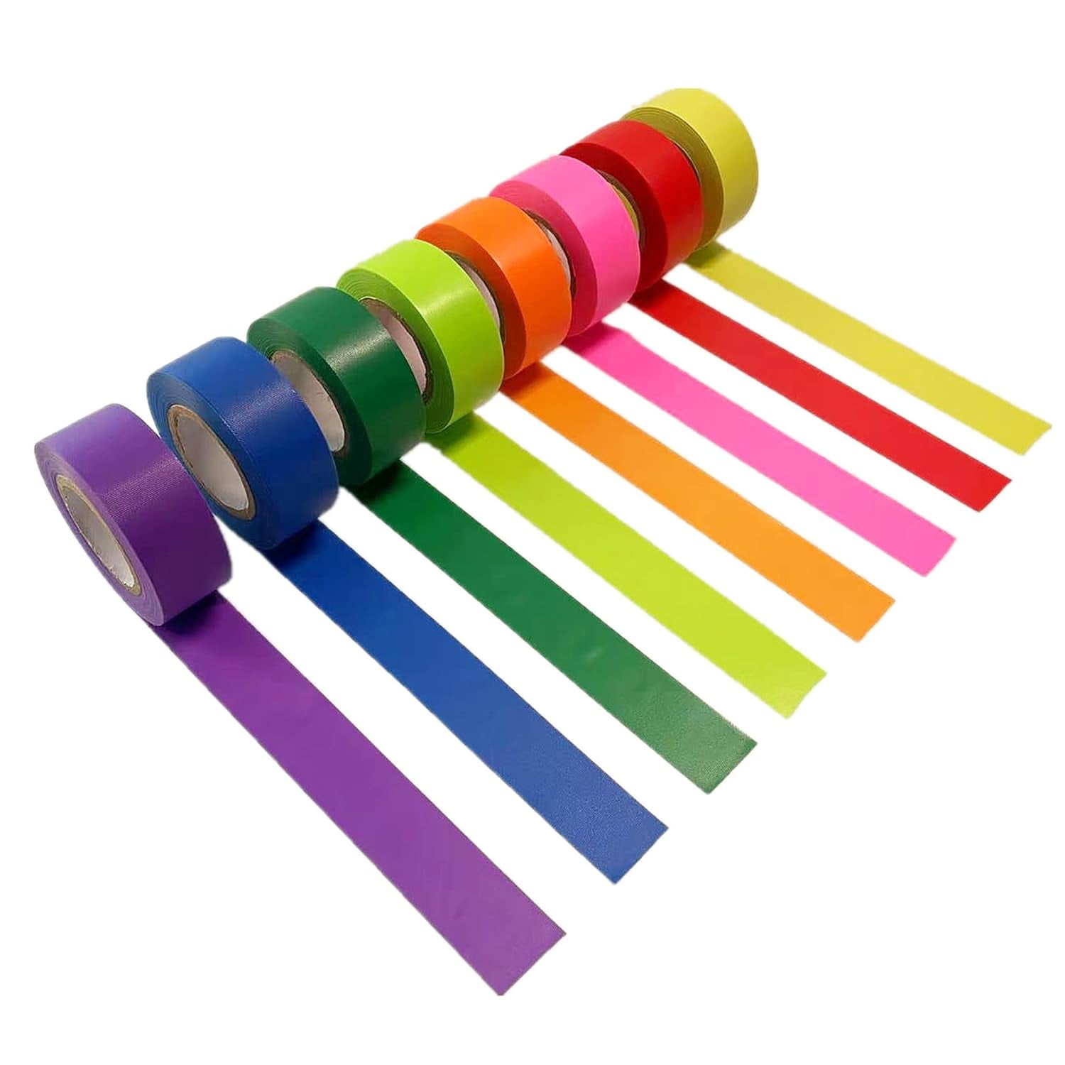 8 Pack Flagging Tape Assorted Colors, Non-Adhesive Plastic Ribbon Neon ...