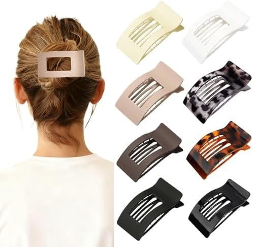 8 Pack Flat Hair Clips for Women Girls, Matte Non-Slip Lay Flat Claw ...