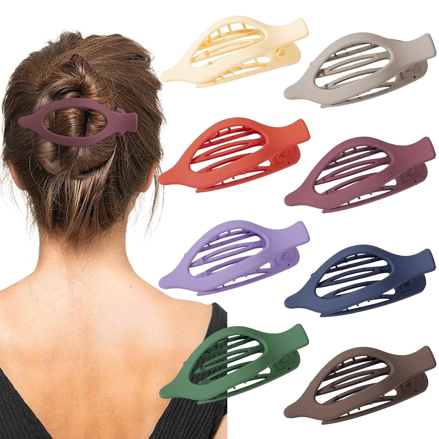 8 Pack Flat Hair Clips for Women – Matte Neutral No-Slip Flat Claw ...