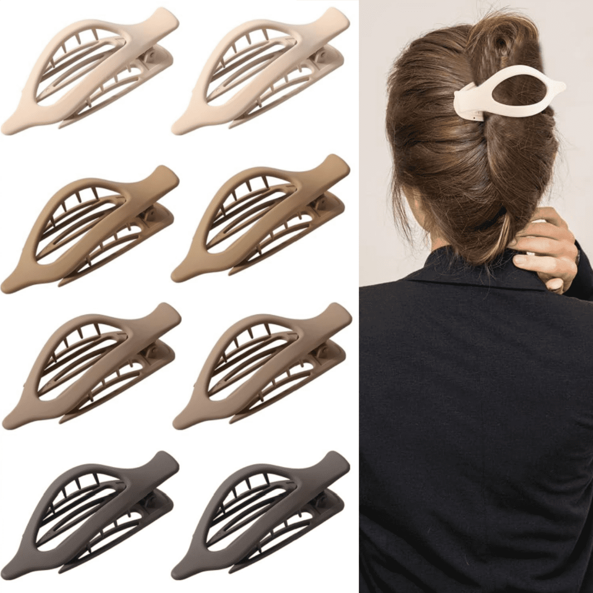 8 Pack Flat Hair Clips for Women, No Crease Flat Claw Clips, Duck ...