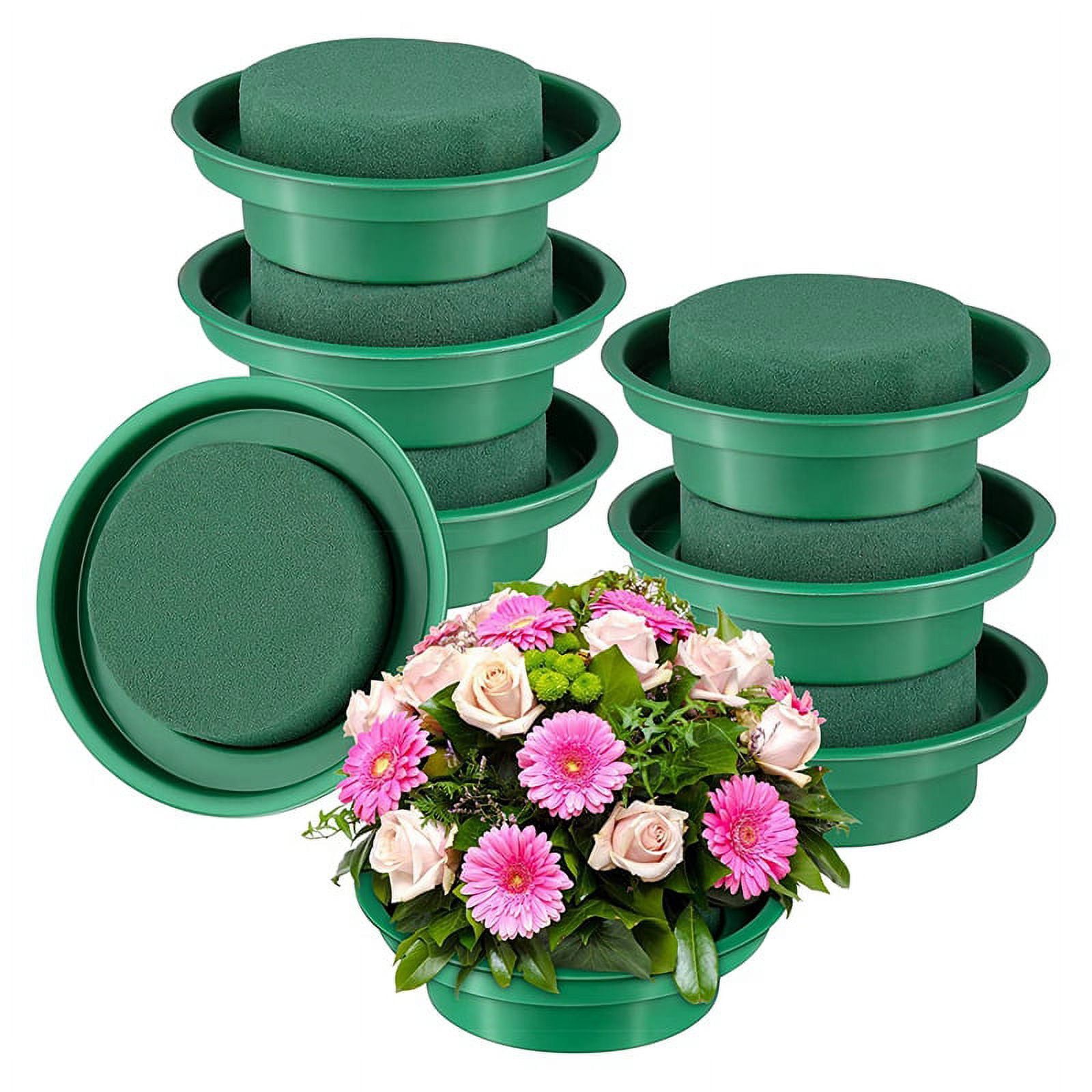 8 Pack Floral Foam Round Bowls DIY Flower Arrangement Kit Green Wet ...