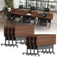 8-Pack Folding Conference Room Table with Wheels, Mobile Modular ...