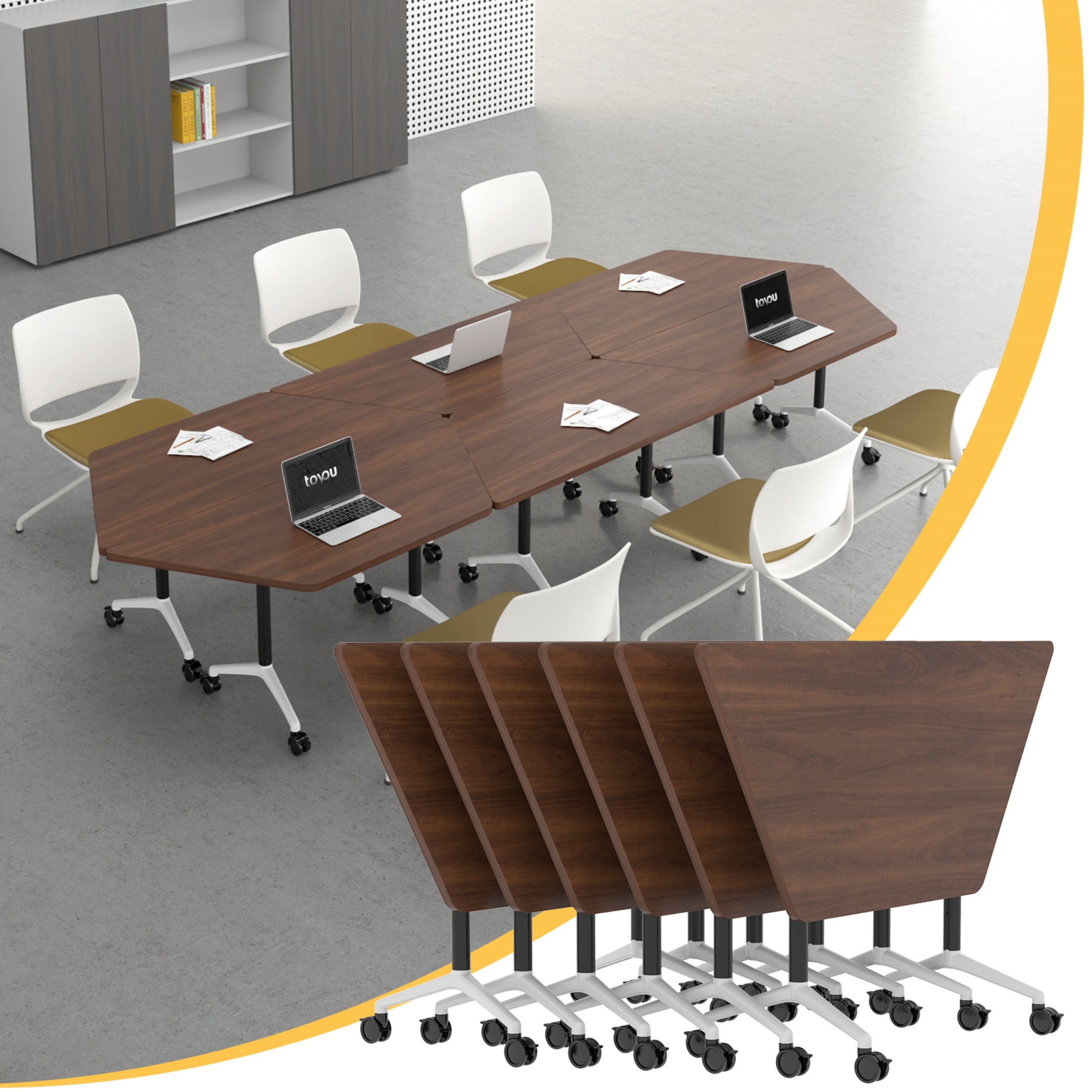 8 Pack Folding Conference Table,47.4In Modular Conference Room Tables ...