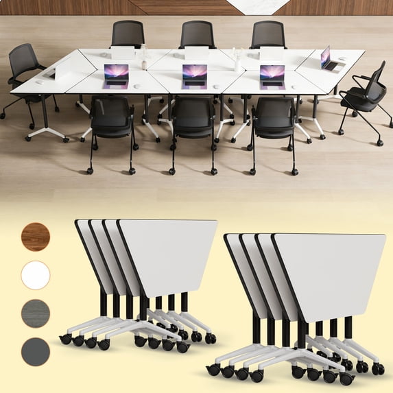 8 Pack Folding Conference Table,Conference Room Tables with Wheels, 47 ...