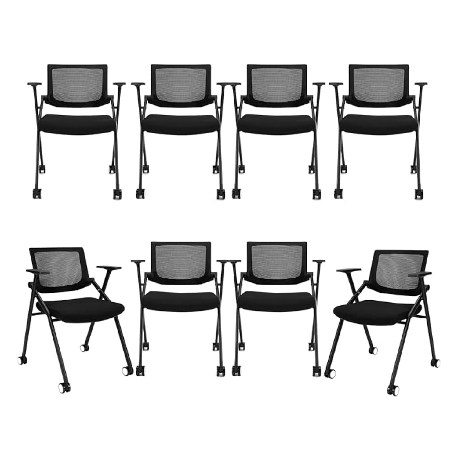 8 Pack Folding Office Chair Stackable Conference Room Chairs with ...