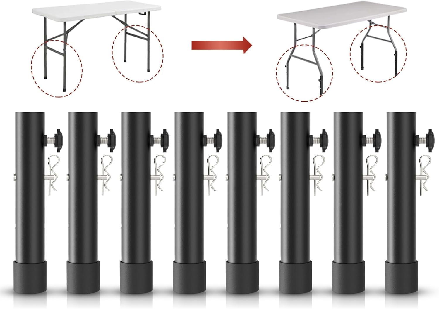8-Pack Folding Table risers for Folding Tables Straight/Bent Leg ...